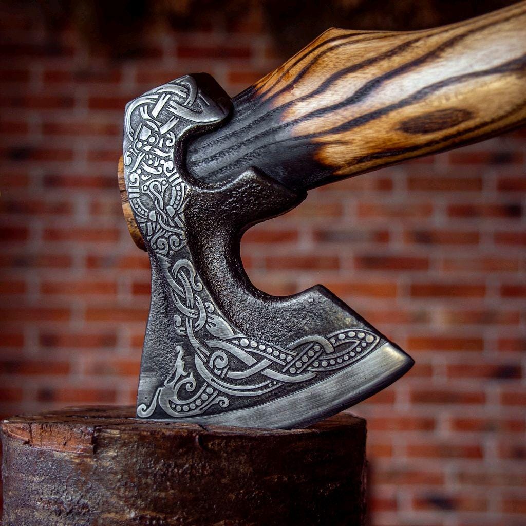 RAGNAR VIKING AXE Forged Camping Axe Personalized Gifts Viking Bearded ...