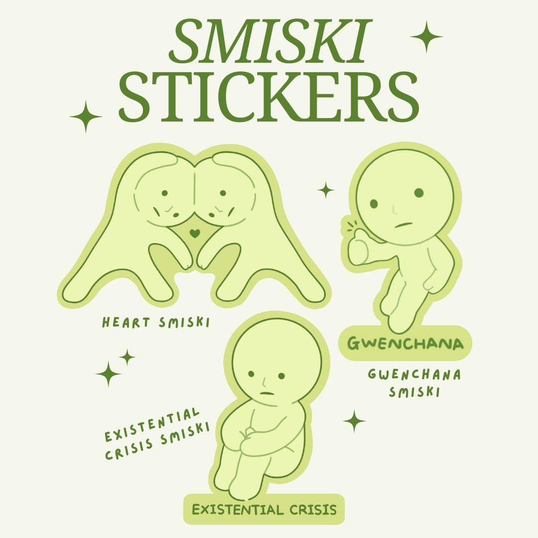 Smiski Die-cut Glitter Stickers | Waterproof Stickers, for Planner ...