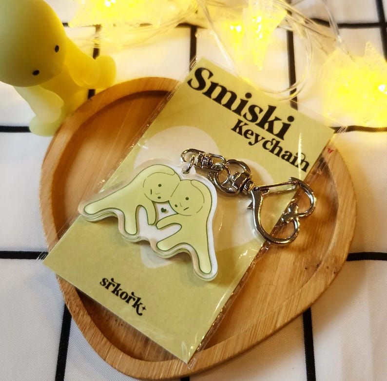 Heart Smiski Acrylic Keychain - Etsy