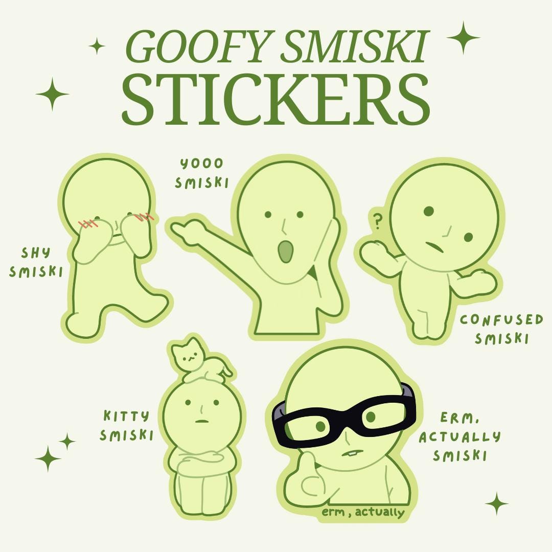 Goofy Smiski Fanart Die-cut Glitter Stickers | Waterproof Stickers, for ...