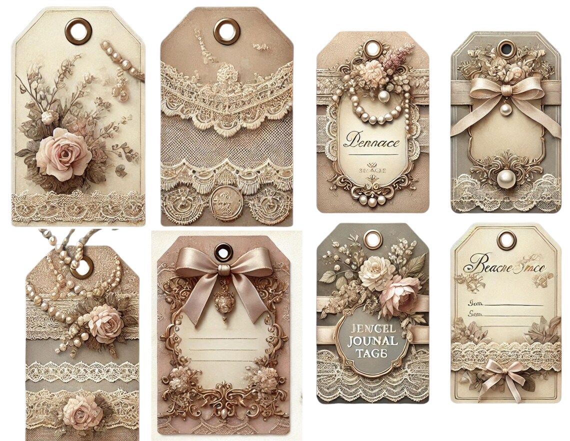 Elegant Journal Tags, Digital Printable, Variety of Colors and Sizes ...