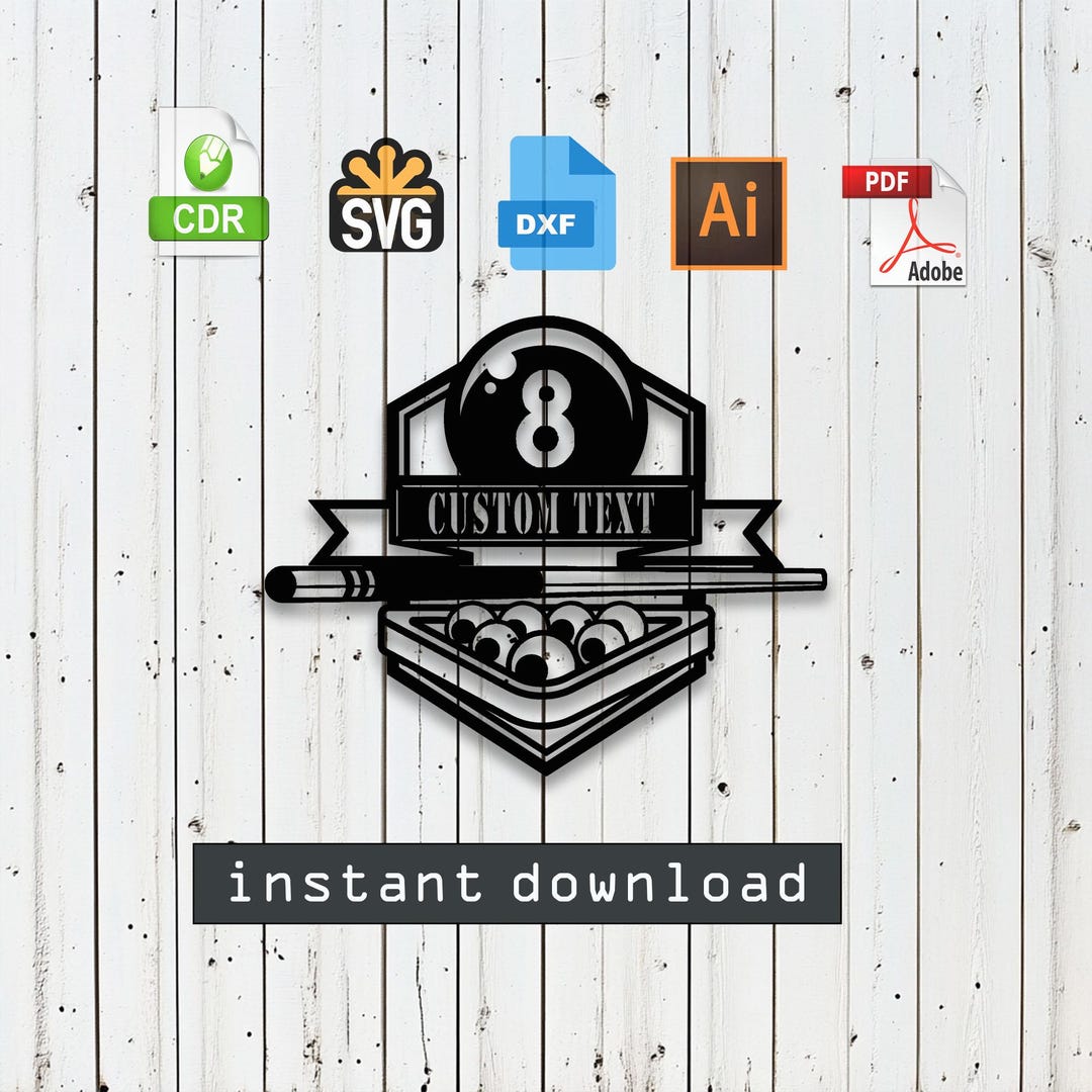 Customizable Billiards Laser Cut Vector Design SVG, DXF, Ai, Pdf Files ...