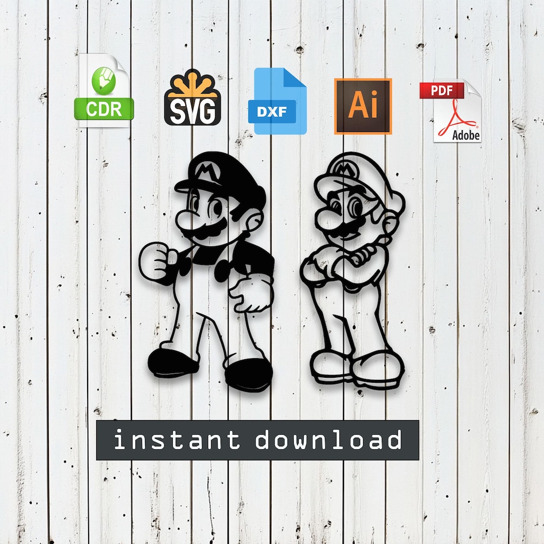 Mario Bros Super Mario Laser Cut, Vector Files SVG, DXF, Ai, Pdf ...