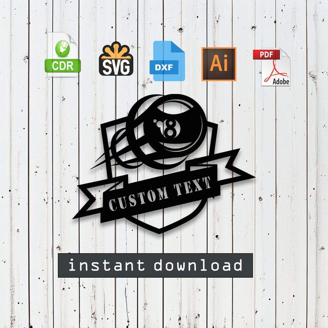 Customizable Billiards Laser Cut Vector Design SVG, DXF, Ai, Pdf Files ...