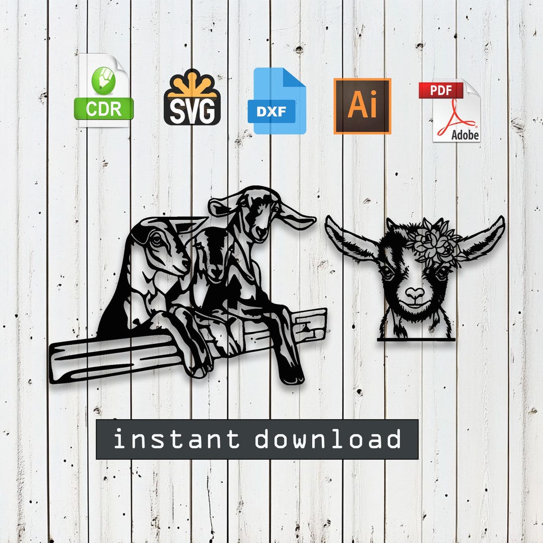 Goat Farm Animals Vector Design Digital Instant Download Laser Cut ...