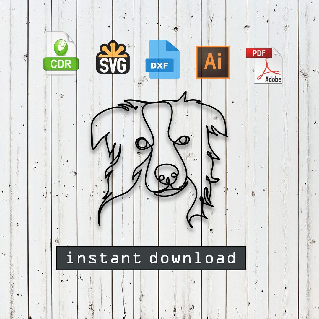Border Colie Line Art Dog Laser Cut Design SVG, DXF, Ai, Pdf Files for ...