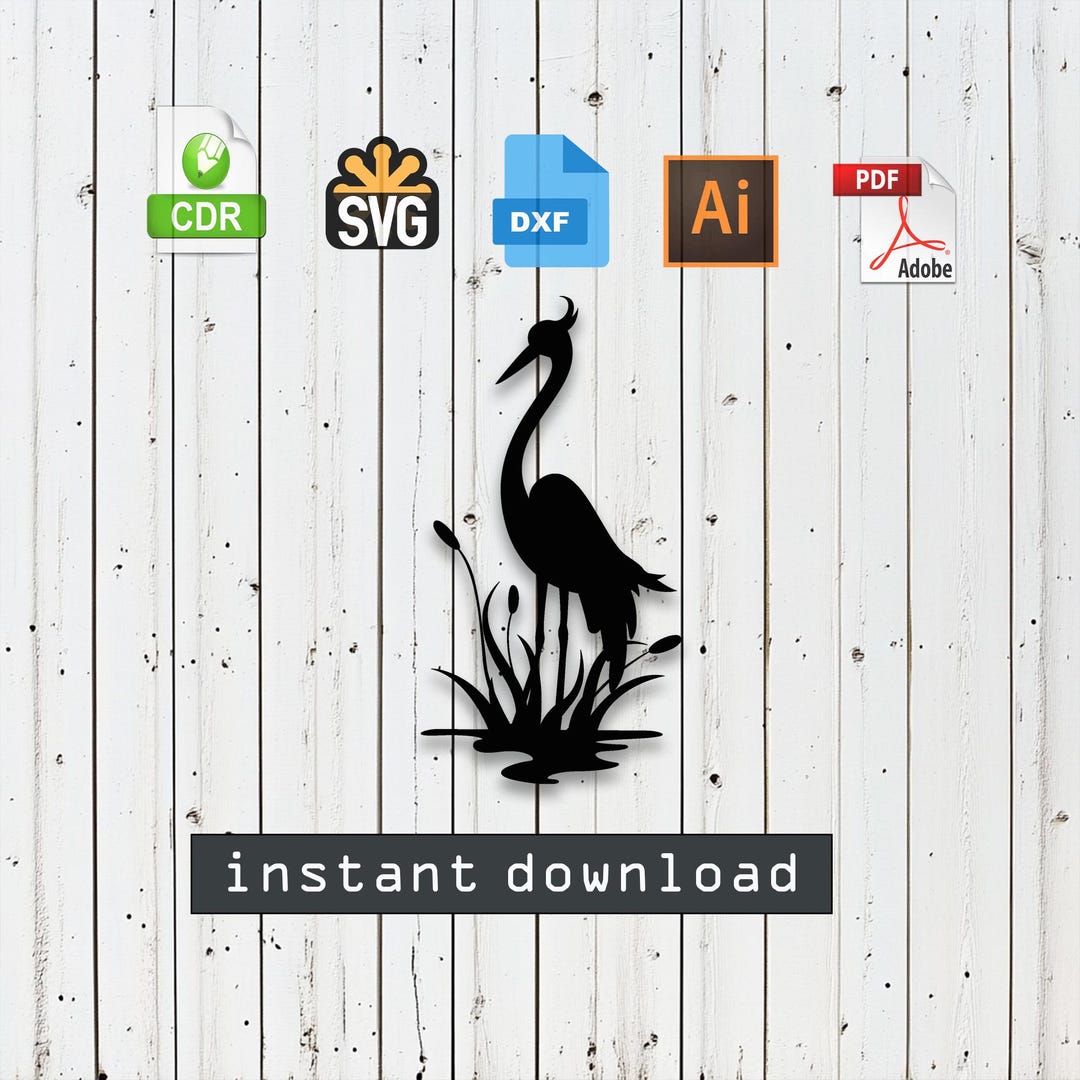 Decorative Stork Laser Cut Vector Design SVG DXF Ai Pdf Files for ...