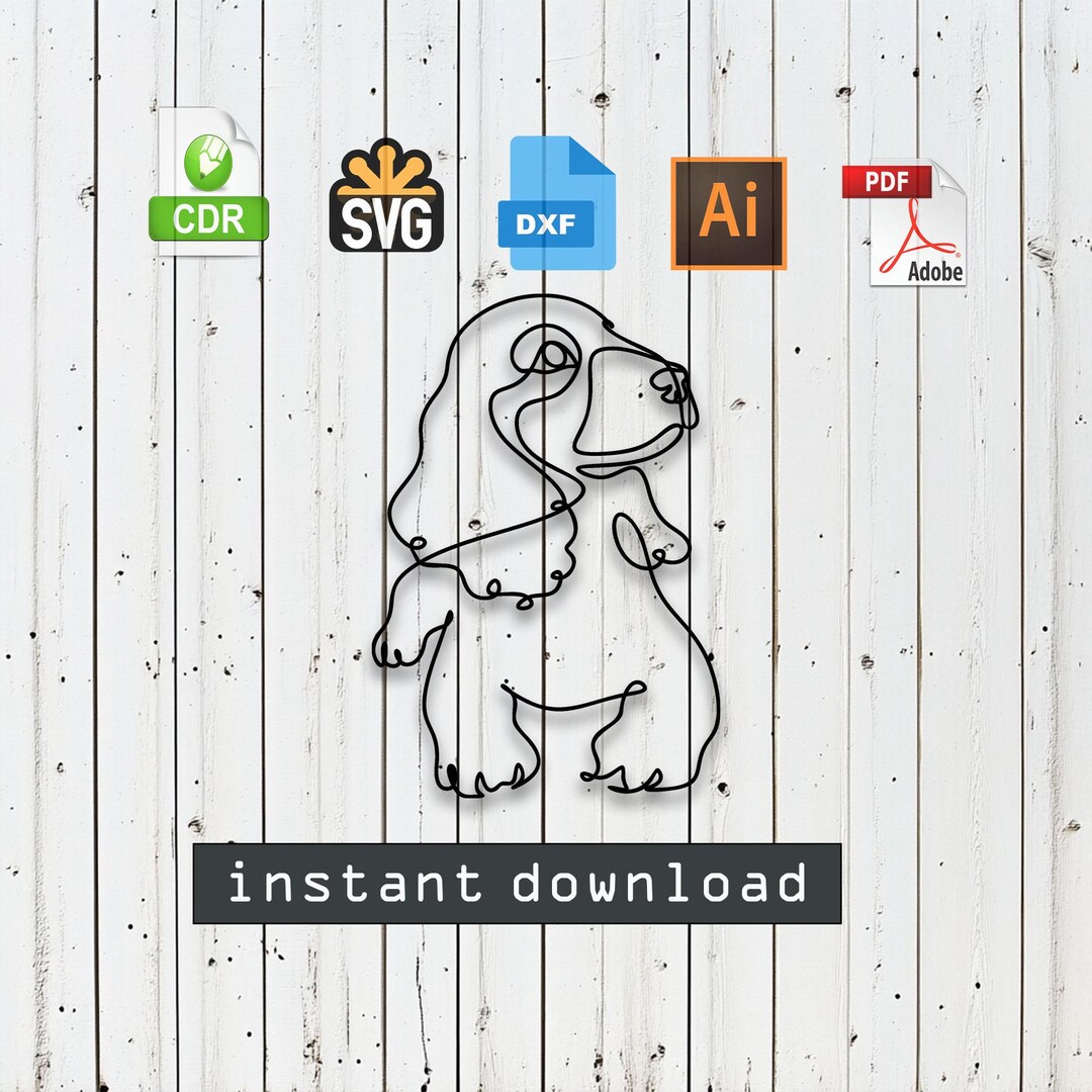 Cocker Line Art Dog Laser Cut Design SVG, DXF, Ai, Pdf Files for ...