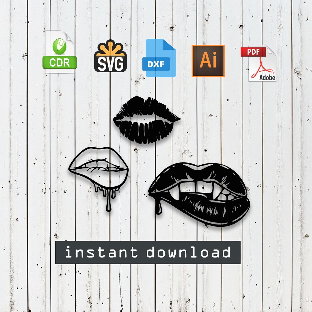Decorative Lips Laser Cut Vector Design SVG, DXF, Ai, Pdf Files ...