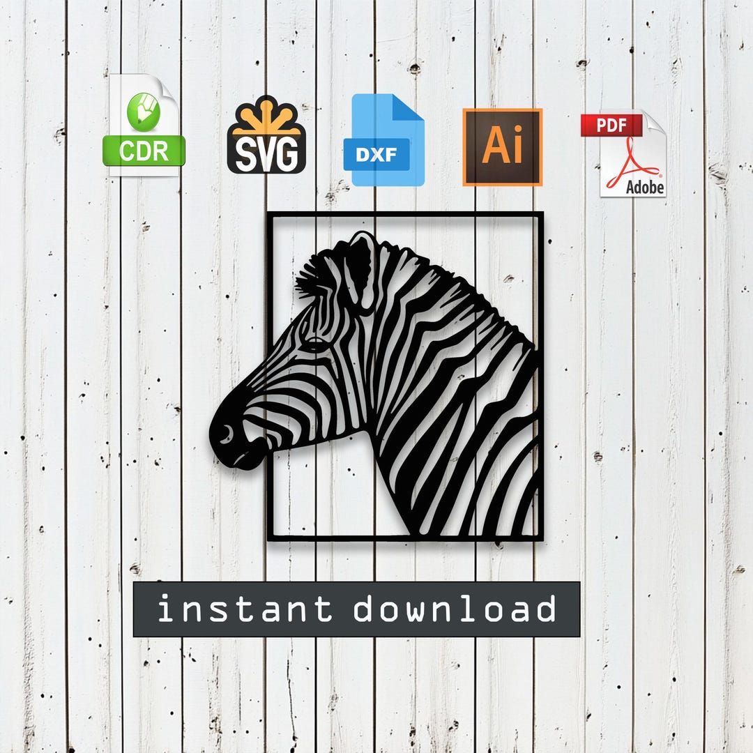 Decorative Zebra Laser Cut Vector Design SVG, DXF, Ai, Pdf Files for ...