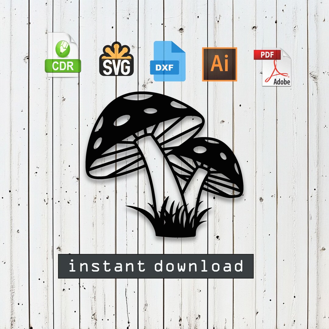 Decorative Mushroom Laser Cut Vector Design SVG, DXF, Ai, Pdf Files ...