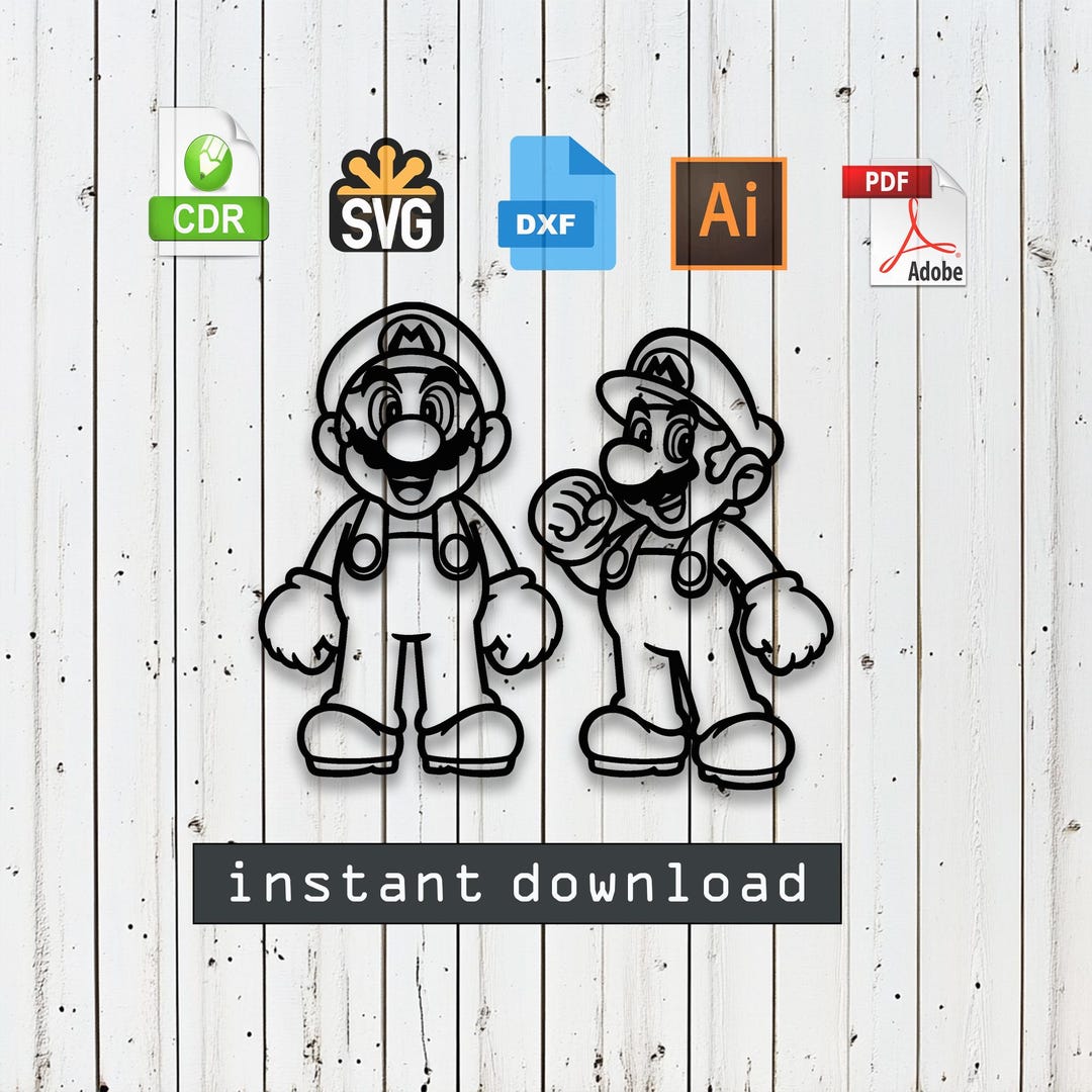 Mario Bros Super Mario Laser Cut, Vector Files SVG, DXF, Ai, Pdf ...