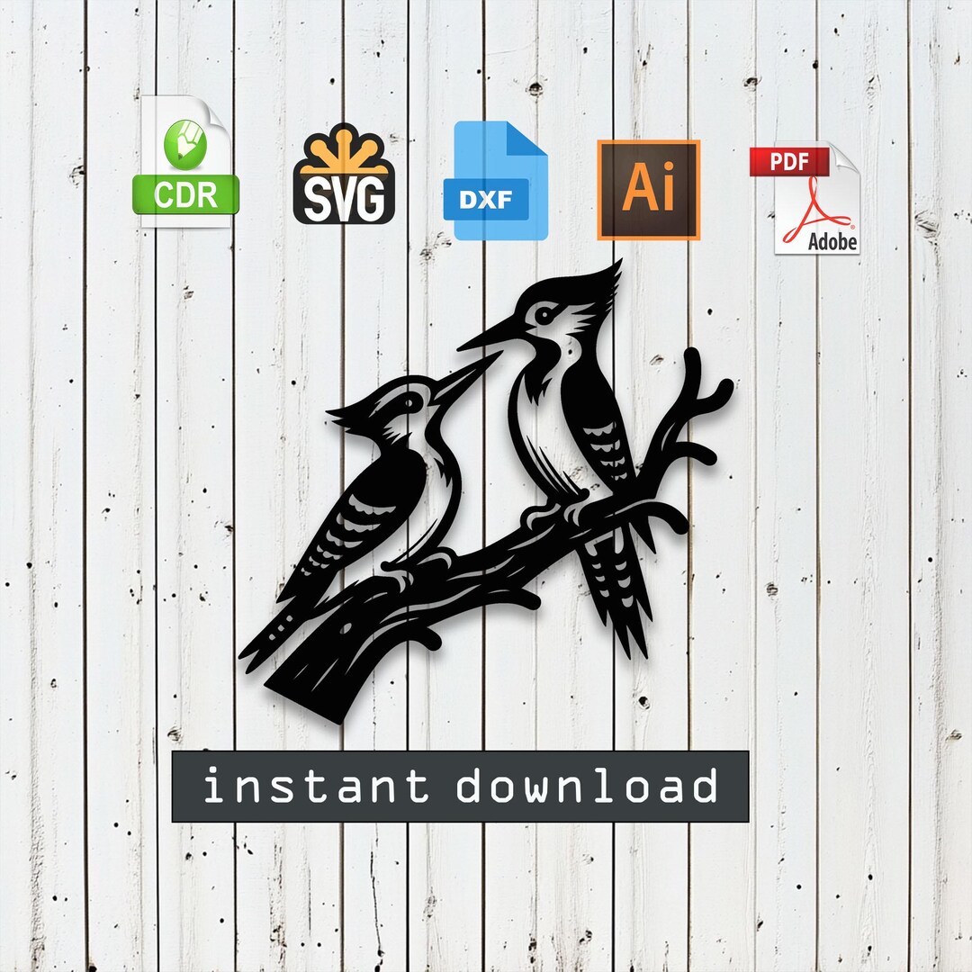 Woodpecker Bird Laser Cut Vector Design SVG, DXF, Ai, Pdf Files for ...