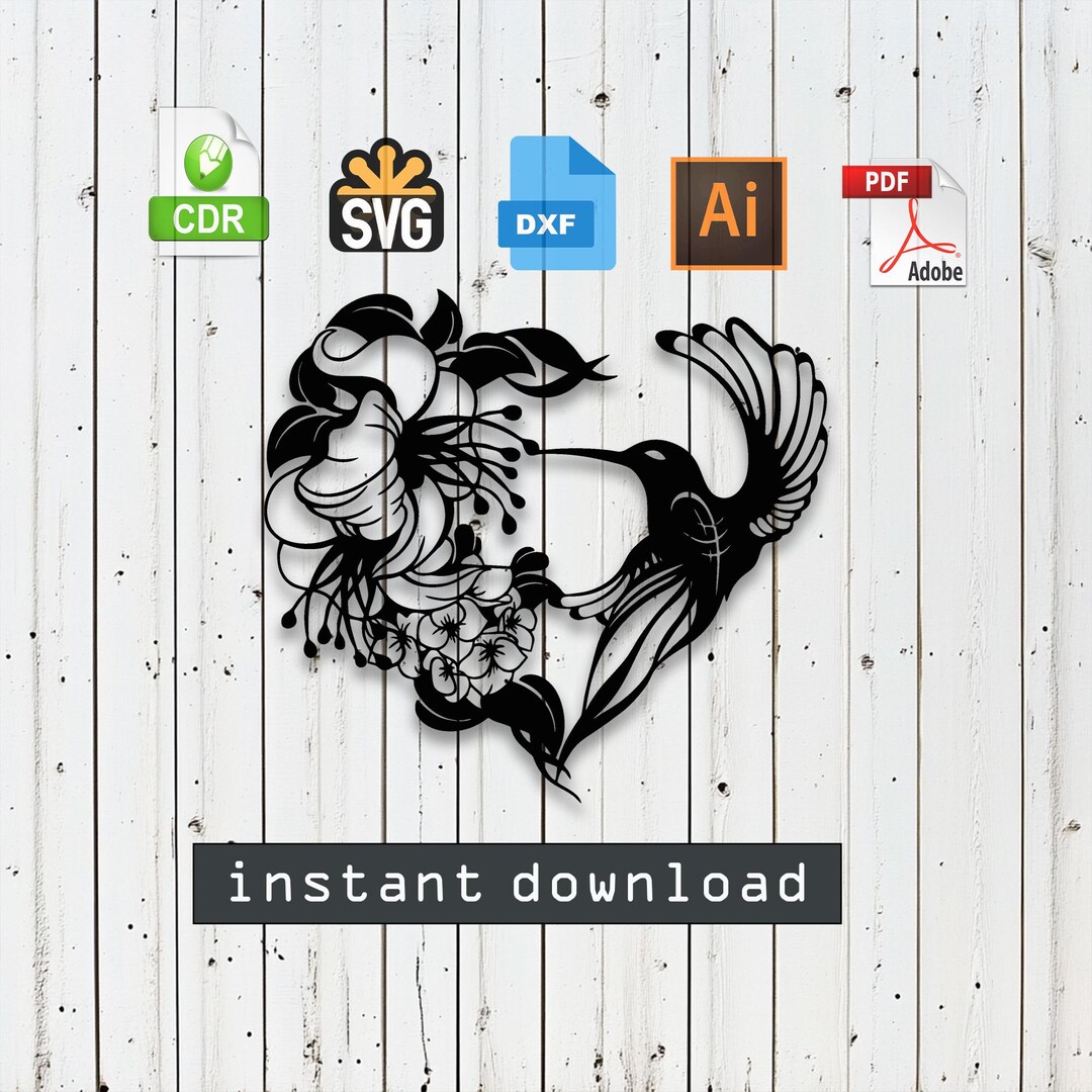 Hummingbird Laser Cut SVG/DXF File Metal Art Wall Art, Engraving Decal ...