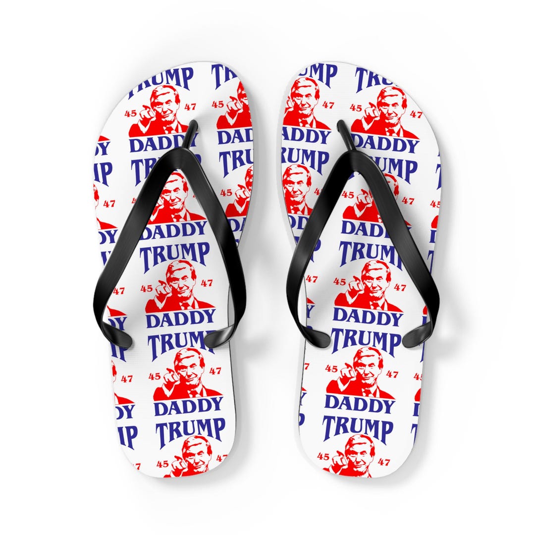 Patriotic Flip Flops, Fun Summer Footwear, Beach Sandals, Trump-themed ...