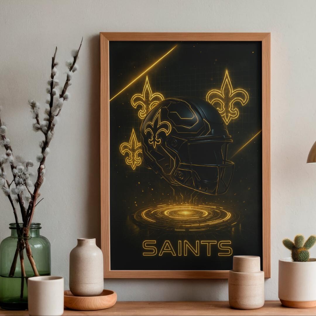 New Orleans Saints Poster NFL Digital Art Neon Football Decor NOLA ...