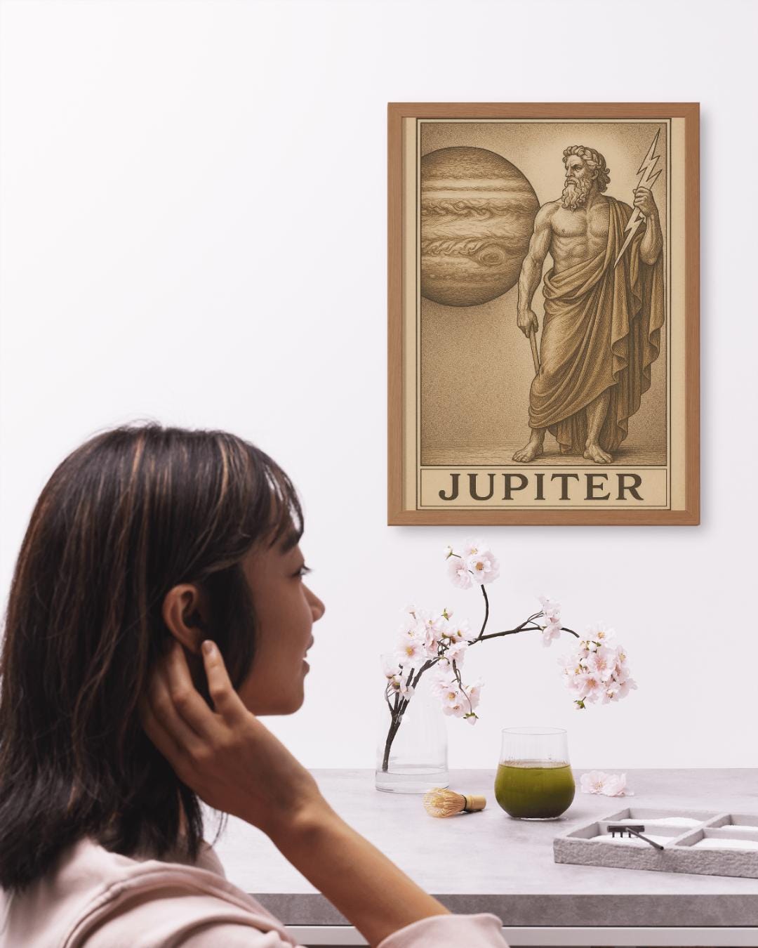 Jupiter & Zeus Vintage Mythology Poster – Retro Planet Illustration ...