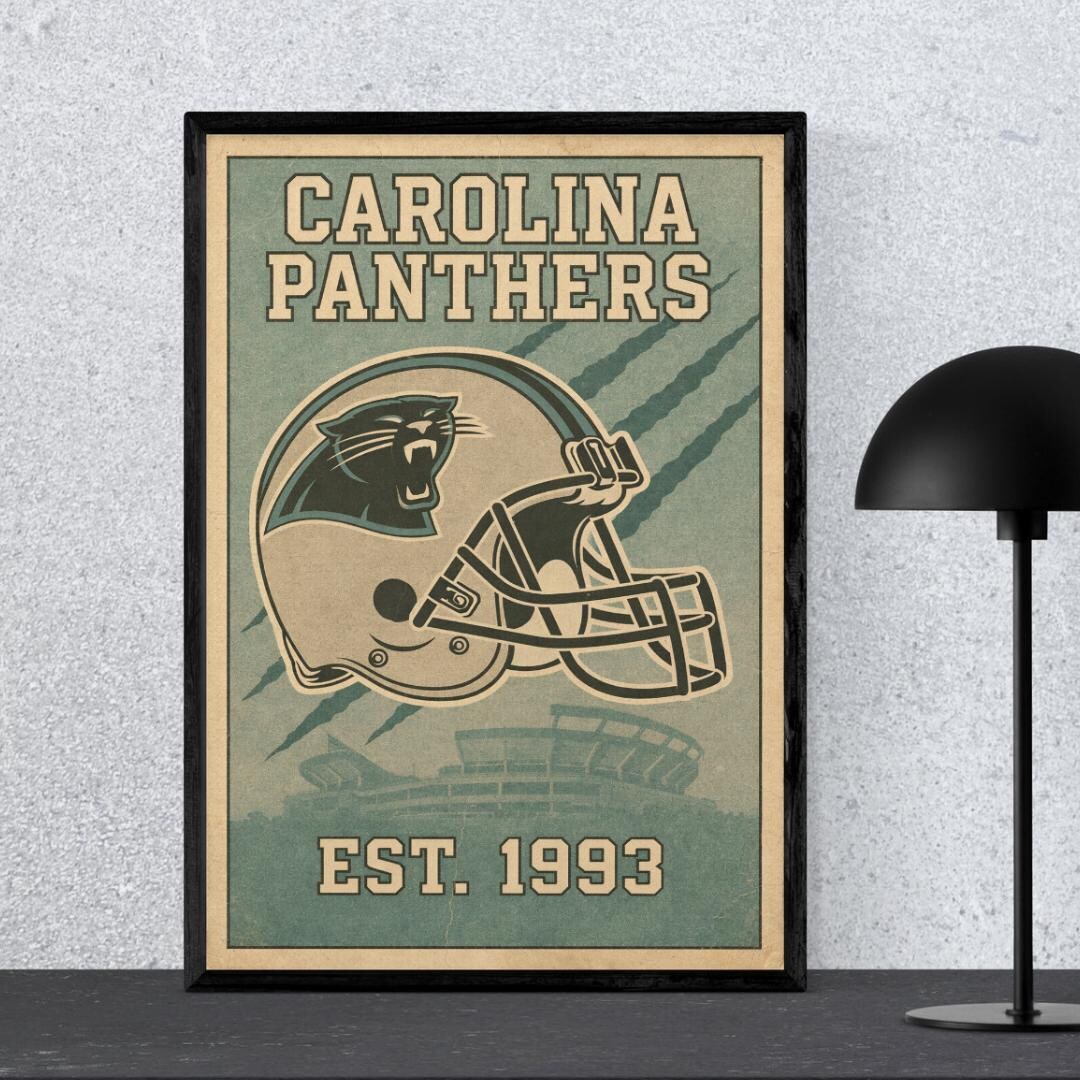 Carolina Panthers Retro Helmet Poster, Vintage NFL Art (digital ...