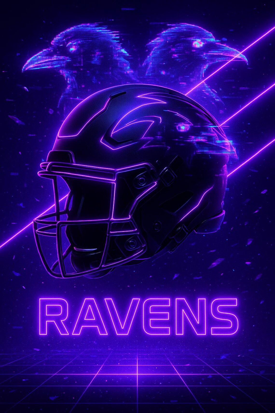 Baltimore Ravens Poster Set • Cyber Neon NFL Art (digital Download) - Etsy