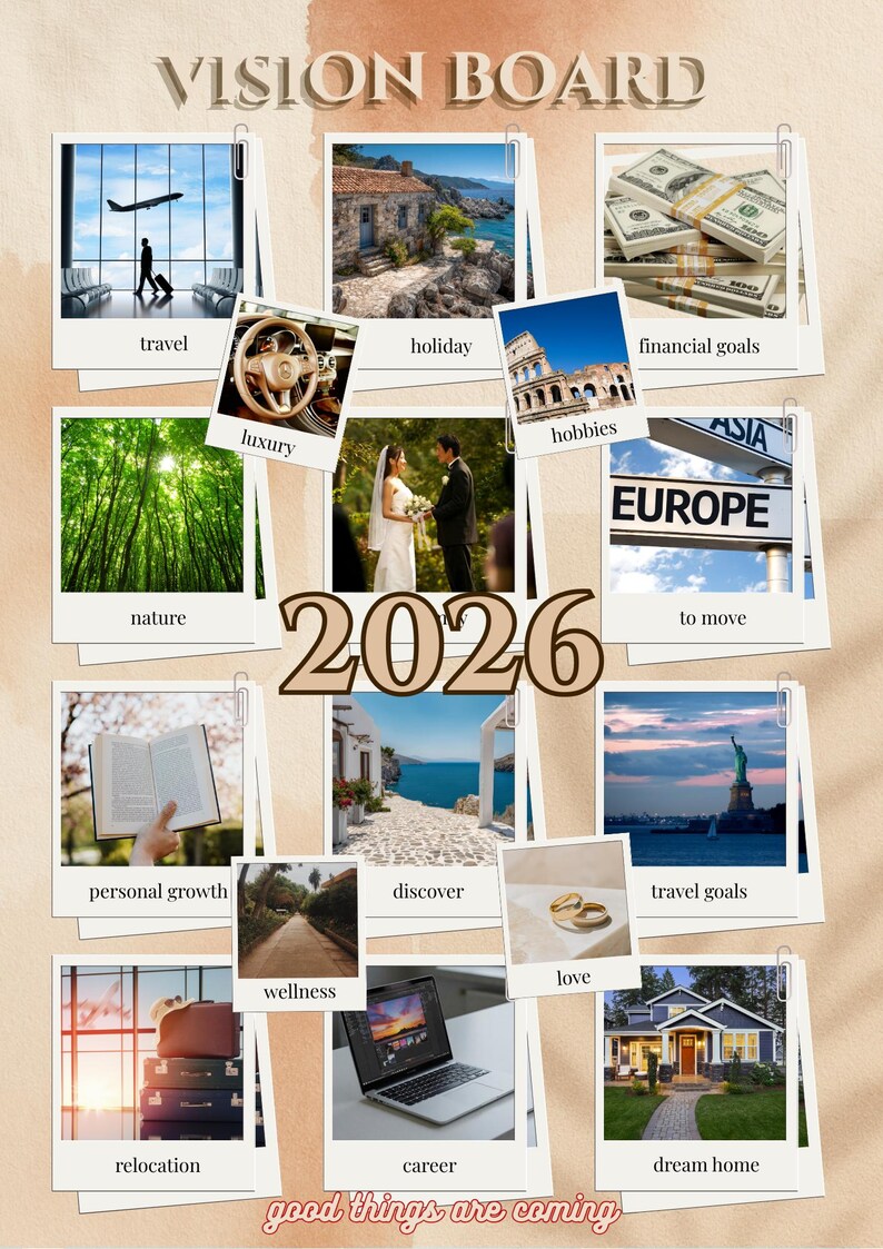 Custom Vision Board 2026, Goals Planner (printable PNG) - Etsy