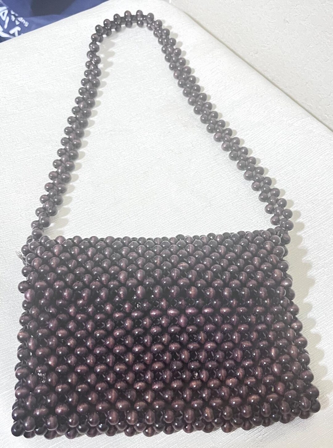 Vintage Walborg Wood Beaded Purse Brown Shoulder Bag Made in Japan - Etsy