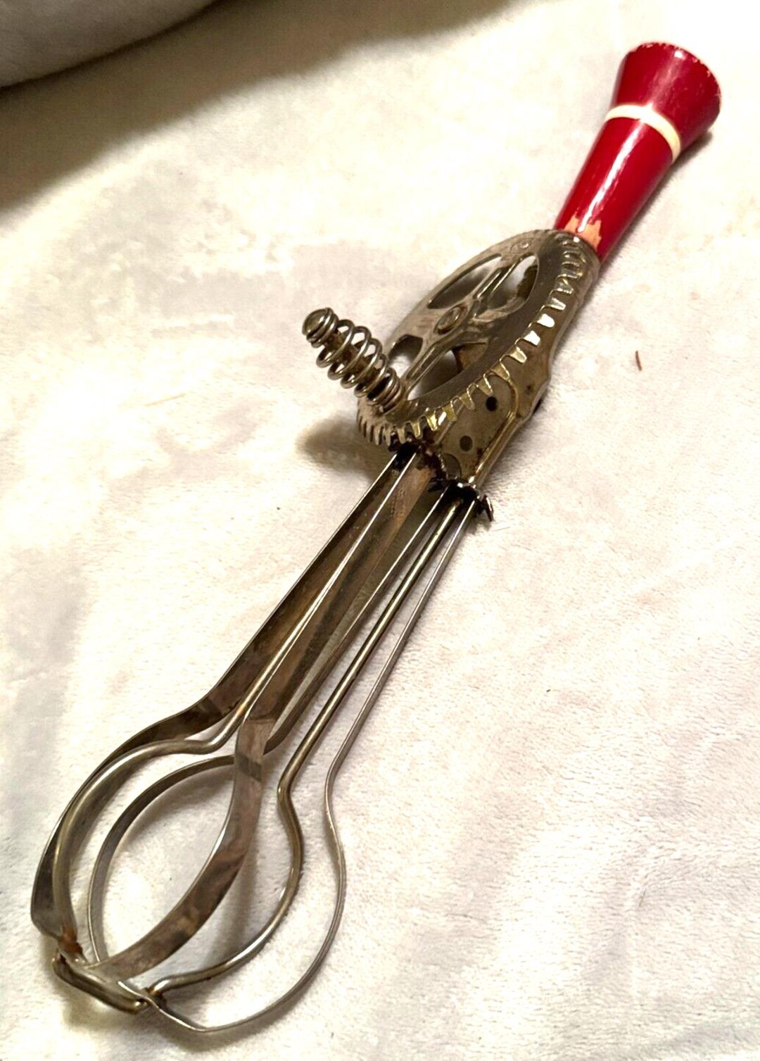 Vintage EKCO Egg Beater Hand Mixer 1940s USA Red Wooden Handle - Etsy