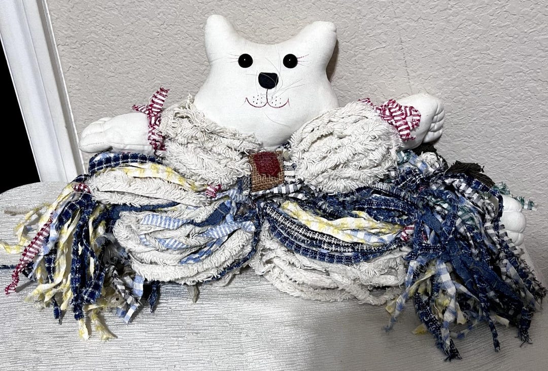 Rag Mop Cat Plush Draft Dodger Shaggy Raggedy Folk Art Farmhouse ...