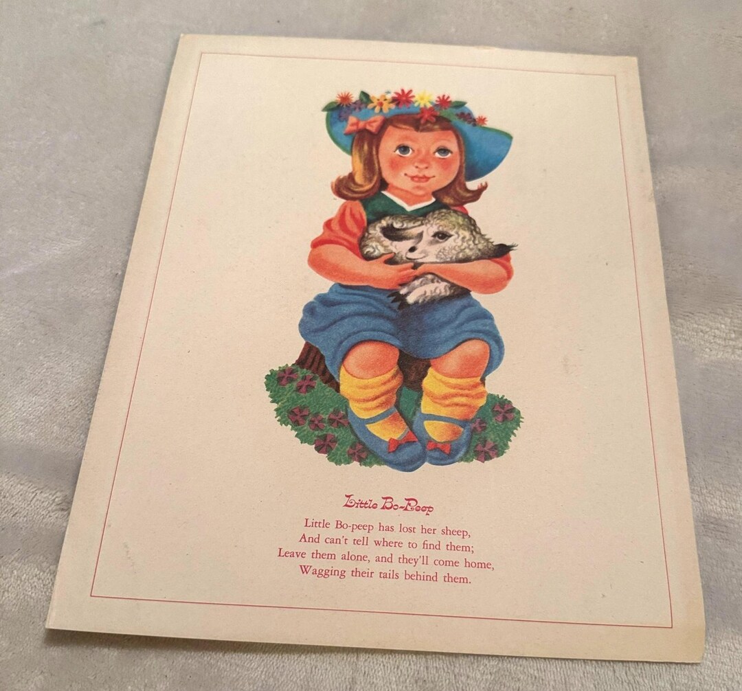 Vintage Little Bo Peep Illustrated Nursery Rhyme Art Print 8x10 ...