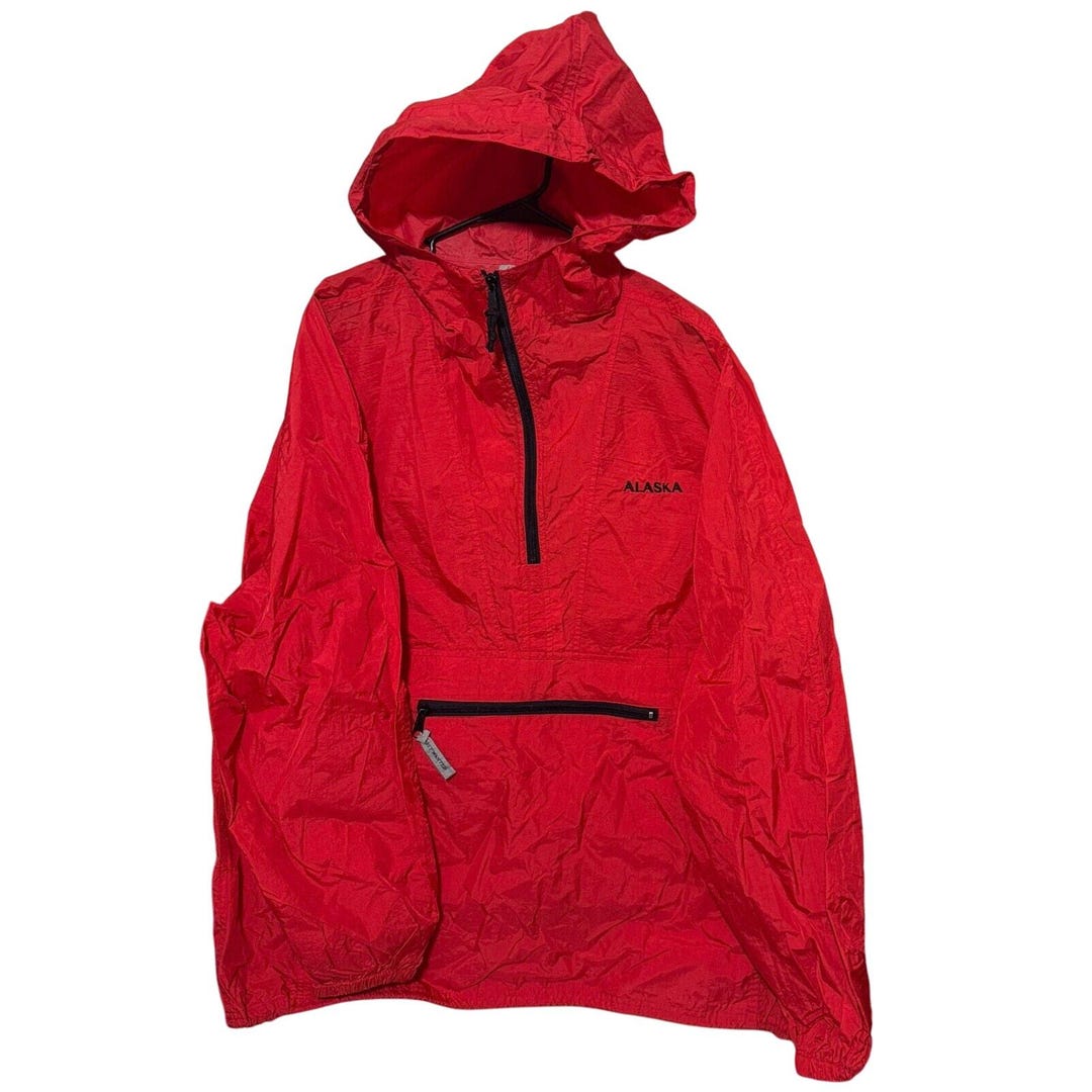 Red Poncho Alaska Windbreaker Most Wanted Rain Jacket Mens 3XL Vintage ...