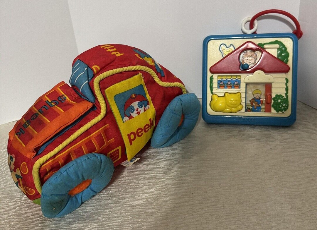 Vintage Playskool 1988 Li’l Busy Box & Soft Vehicle Baby Toys Lot ...