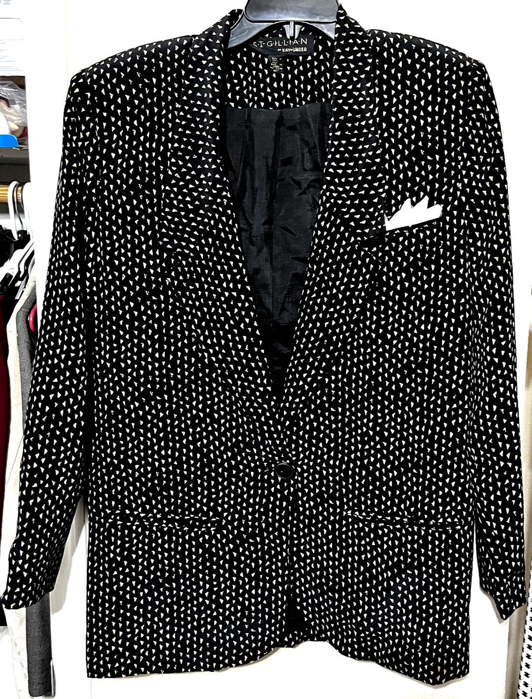 Vintage 90s St. Gillian Kay Unger Silk Blazer Jacket Black Flecked Size ...