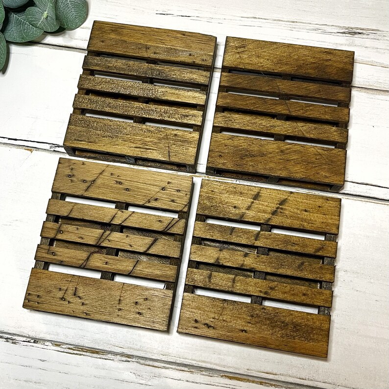 Pallet Coasters Distressed Pallets Used Pallets Dark Wood - Etsy