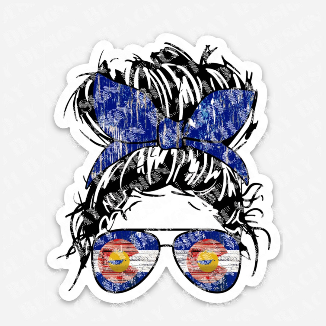 2 Colorado Flag Messy Bun Stickers, Colorado Sticker, Colorado Girl ...