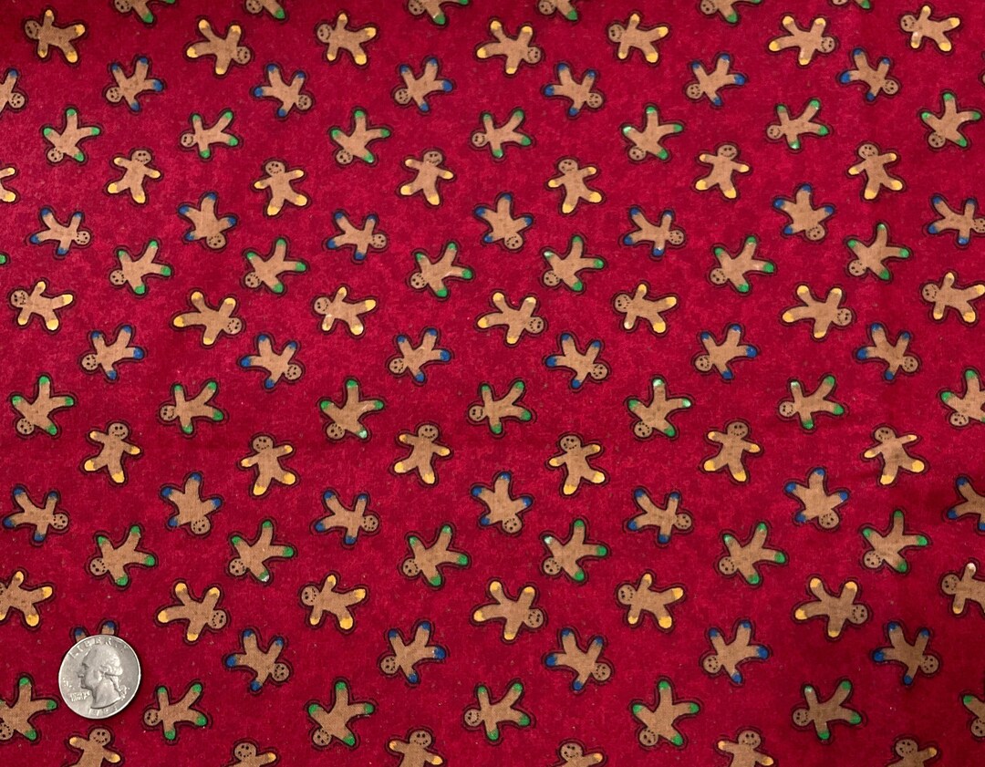 35 Remnant of Red Gingerbread Man Christmas Holiday General Fabrics Co ...