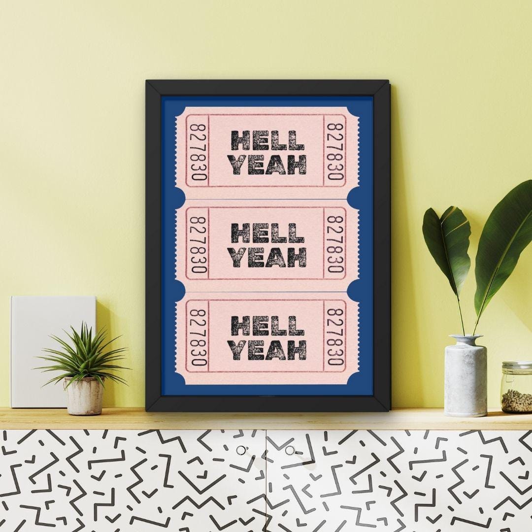 Retro Pink Raffle Tickets 'hell Yeah' Printable Digital Download ...
