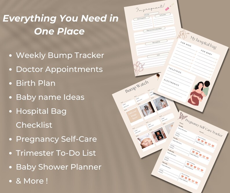 Printable Pregnancy Planner | Digital Maternity Journal | Baby Bump ...