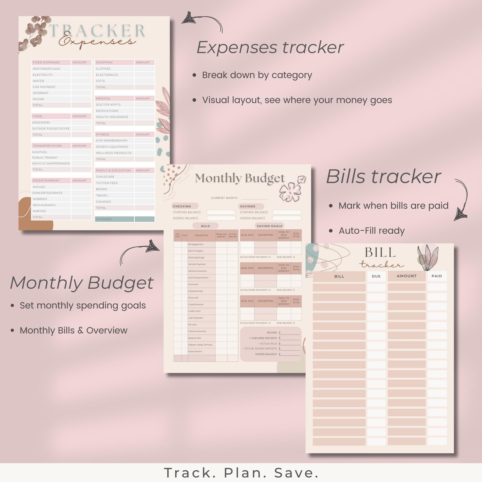 Editable Budget Tracker Bundle | Canva Budget Planner Template ...