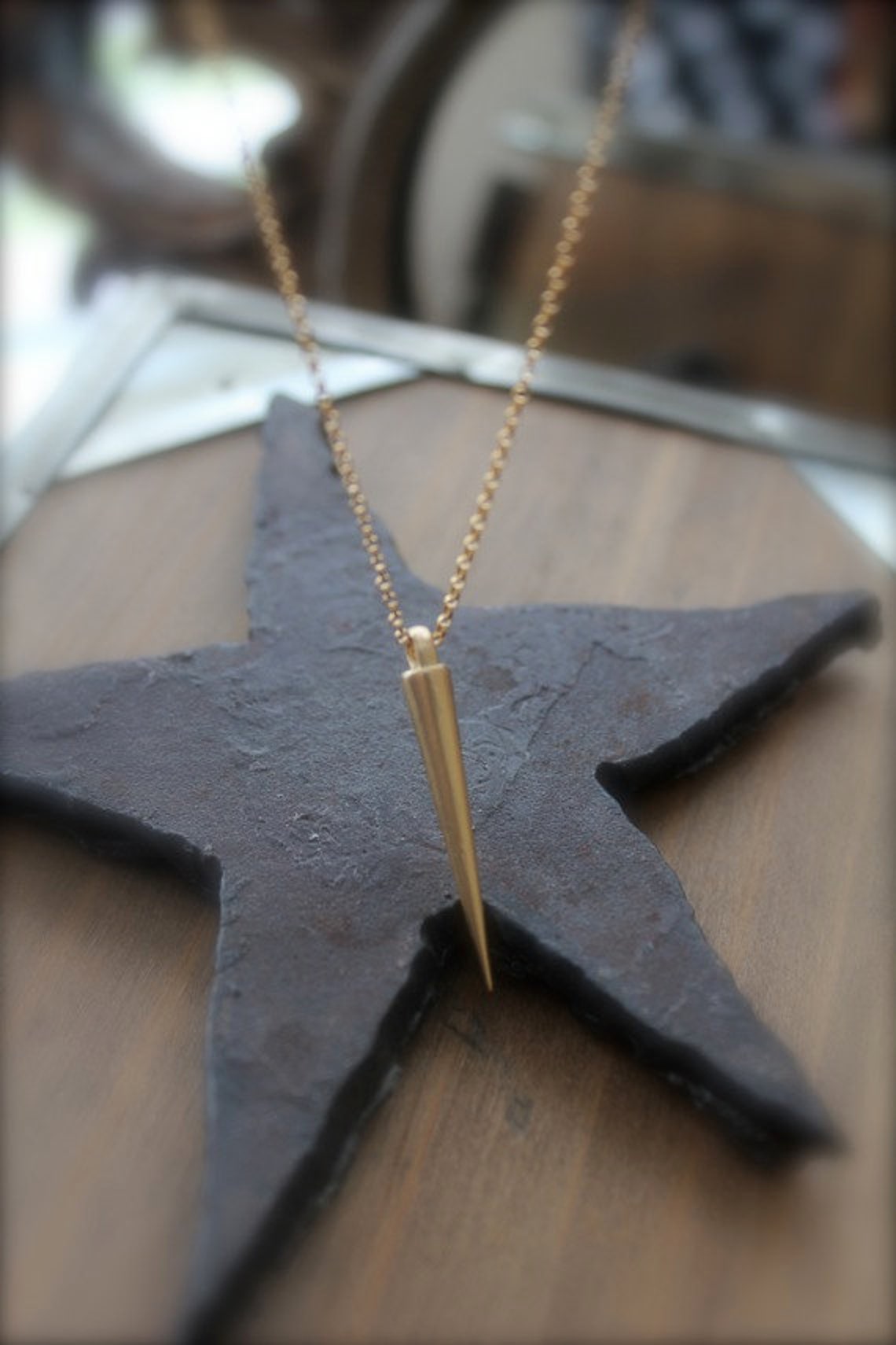 Gold Metal Spike Necklace - Etsy