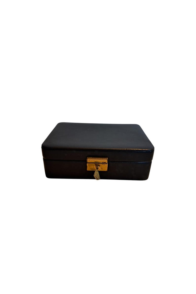 Antique Leather Box With Key – Red Velvet Interior – Vintage 1950s ...