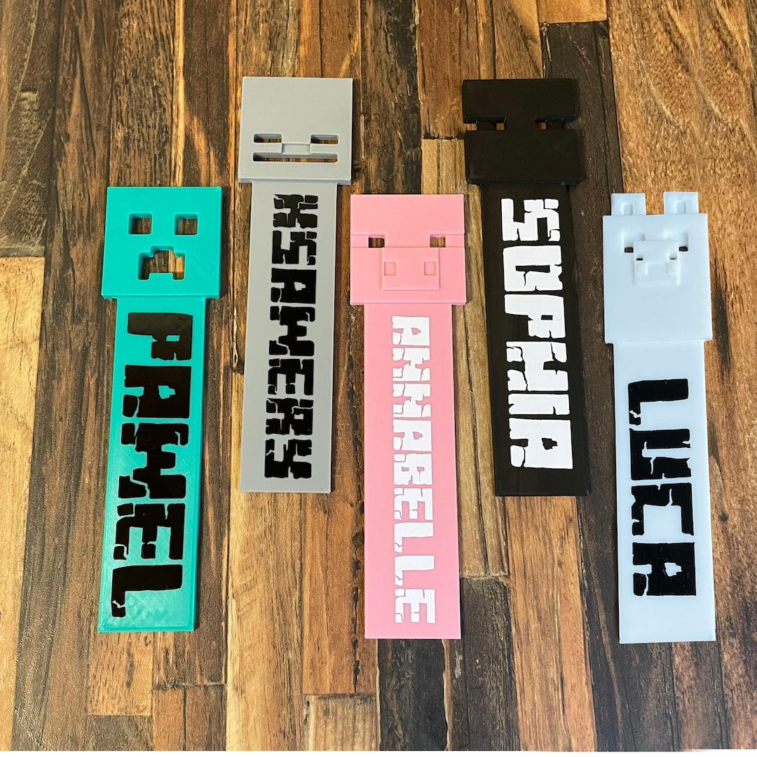 Bookmark Personalised Creeper Skeleton Enderman Pig Llama Minecraft ...