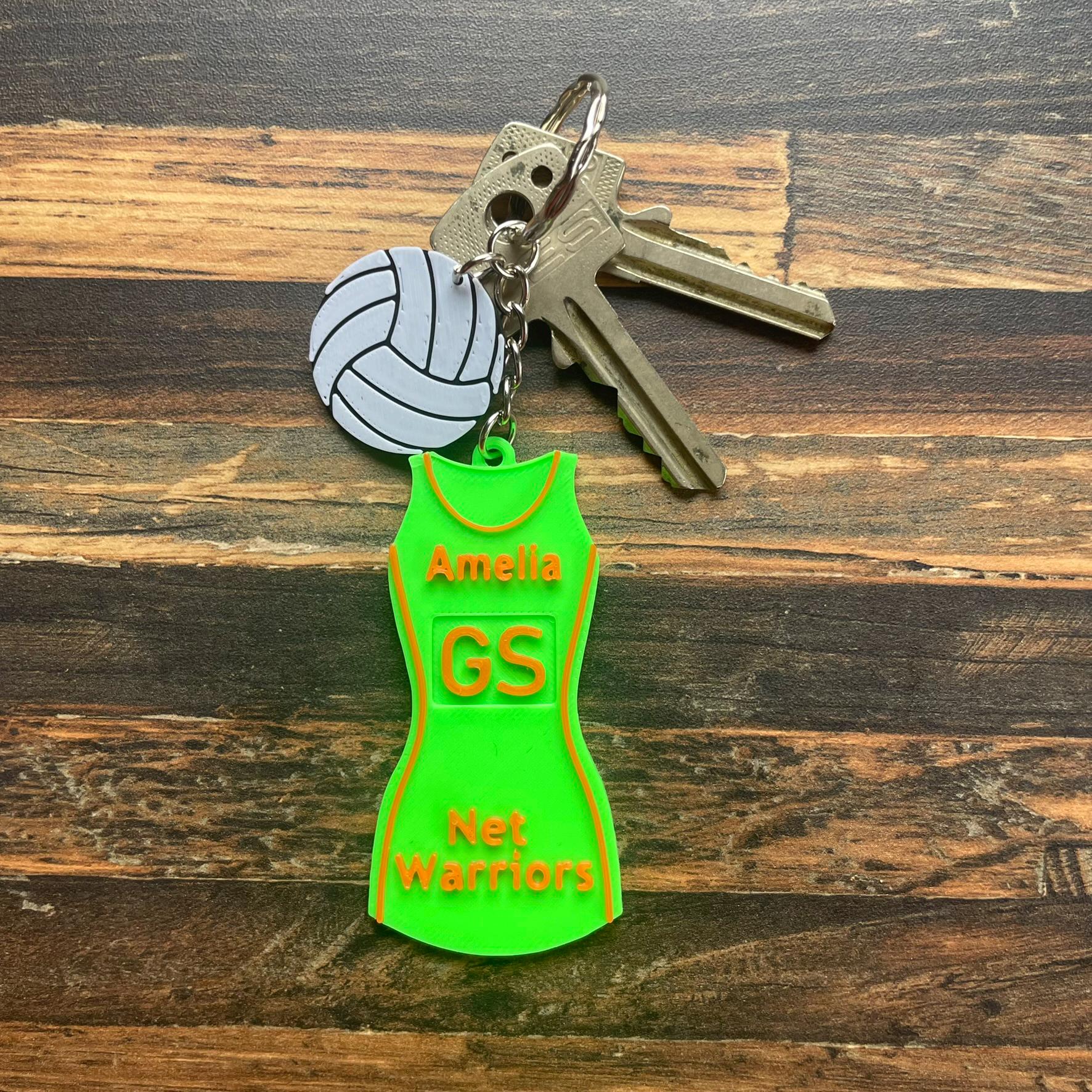 Personalized Netball Uniform Keychain, 3D Printed PLA, Custom Sports ...