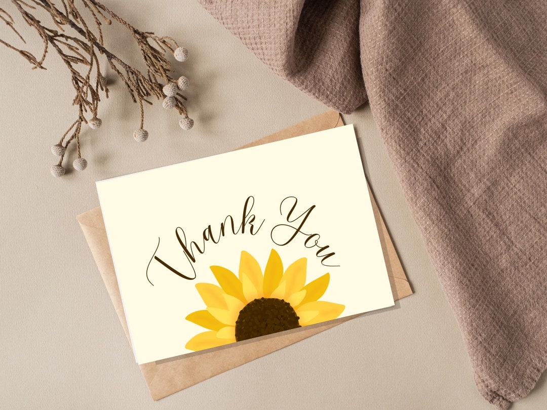 Sunflower Thank You Card | Printable Thank You Card | Minimalist ...