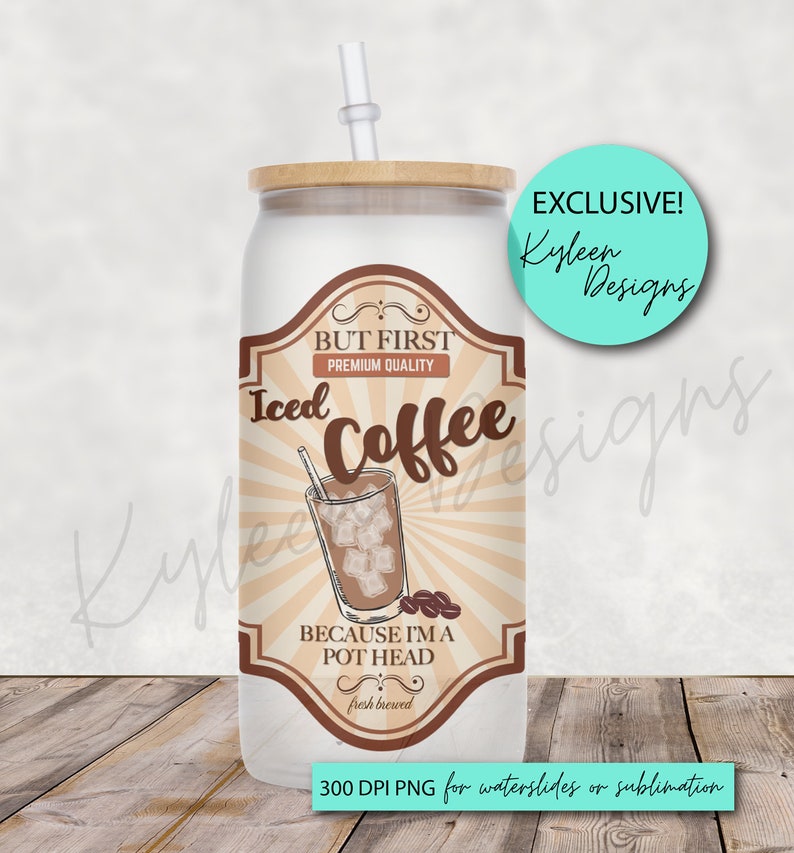 Iced Coffee Drink Label High RES PNG for Coffee/beer Glass - Etsy