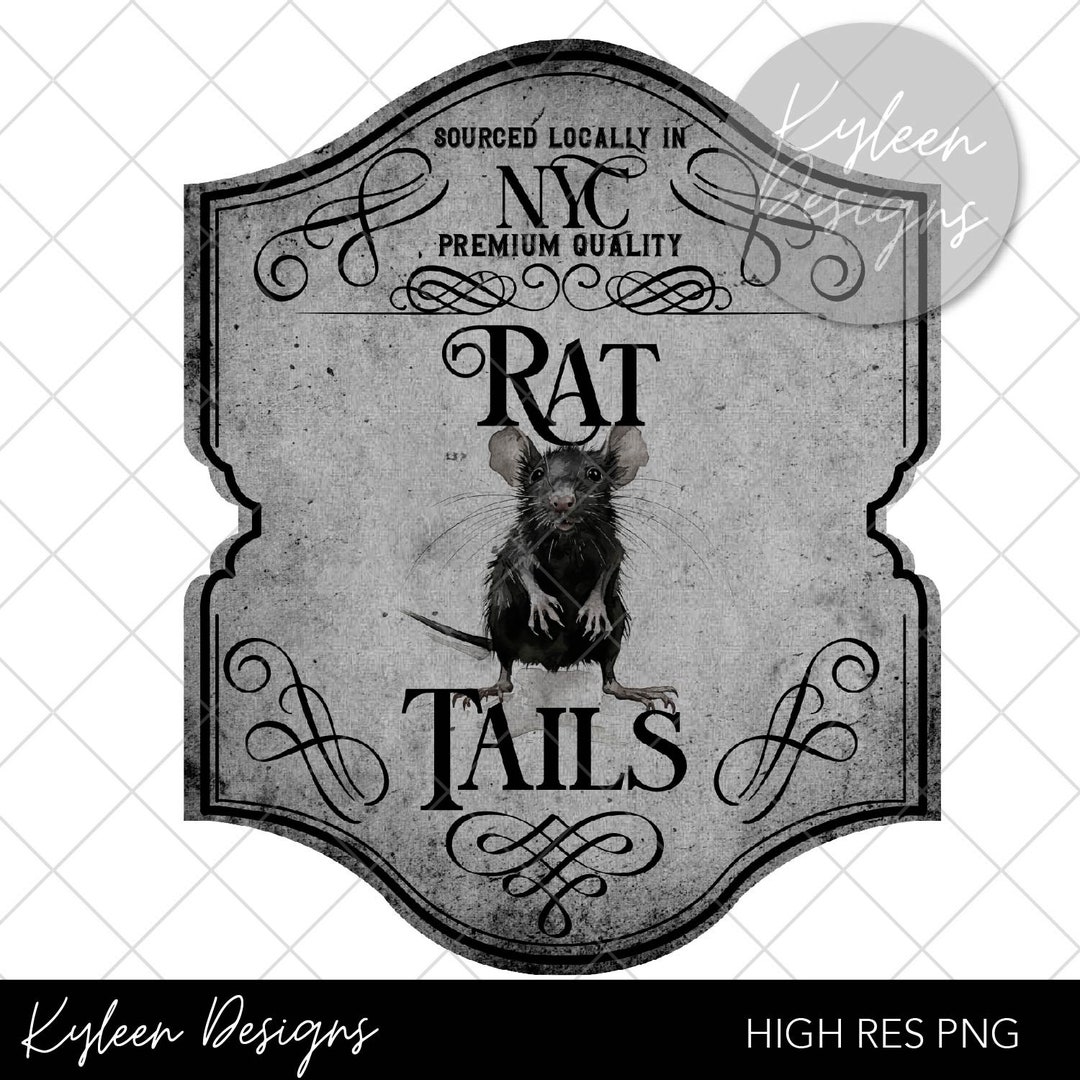 Rat Tails Label for Sublimation, Waterslide High Res PNG Digital File ...