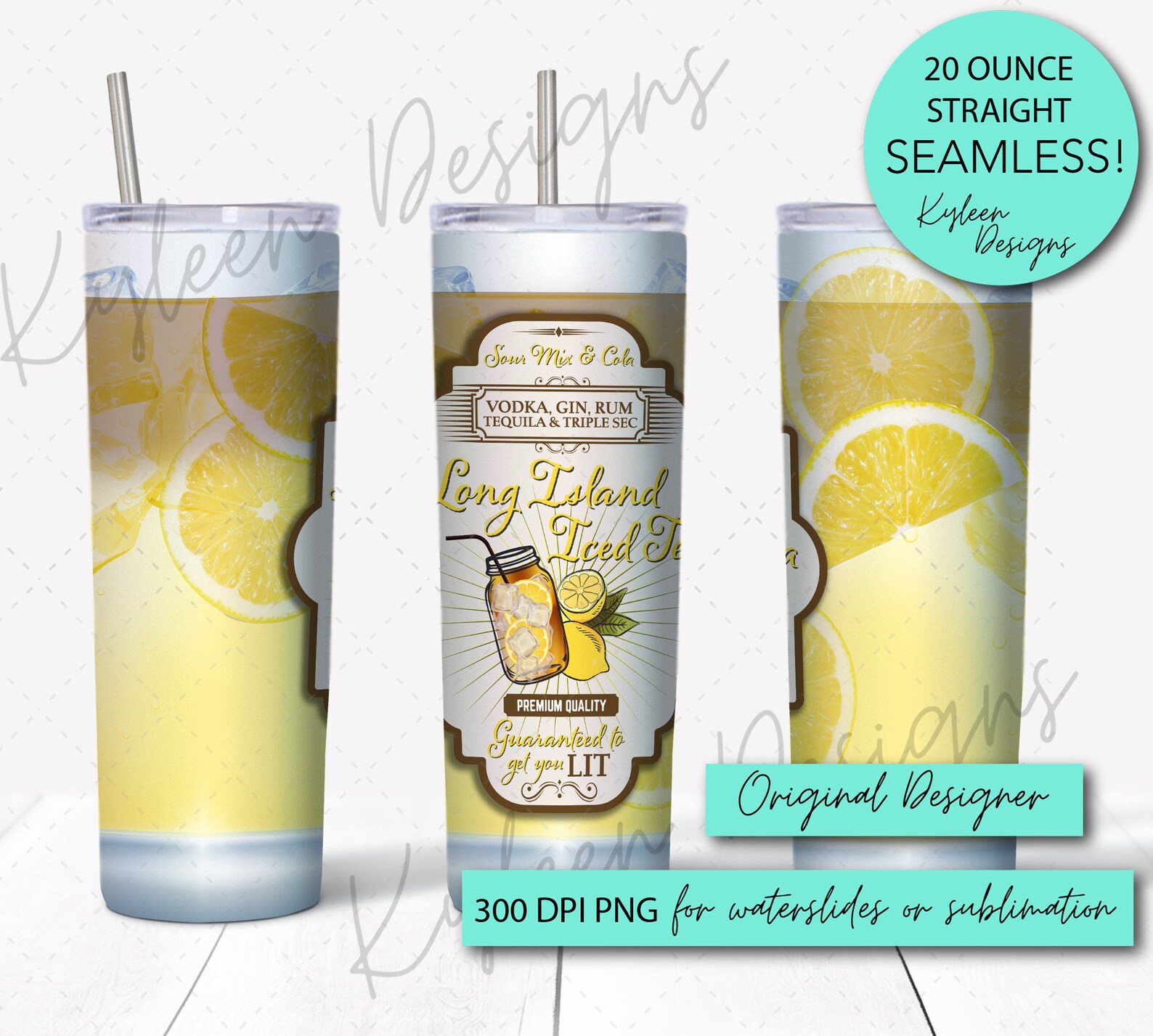 20 Ounce Straight Seamless Long Island Iced Tea Wrap for | Etsy