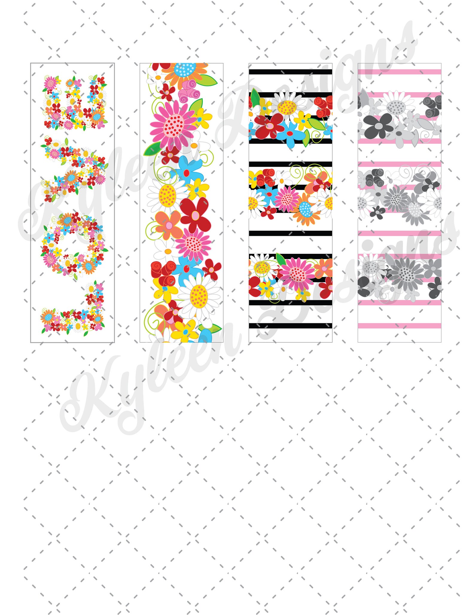 Fun Multi Floral pen wrapper™ for waterslide or vinyl PNG file | Etsy