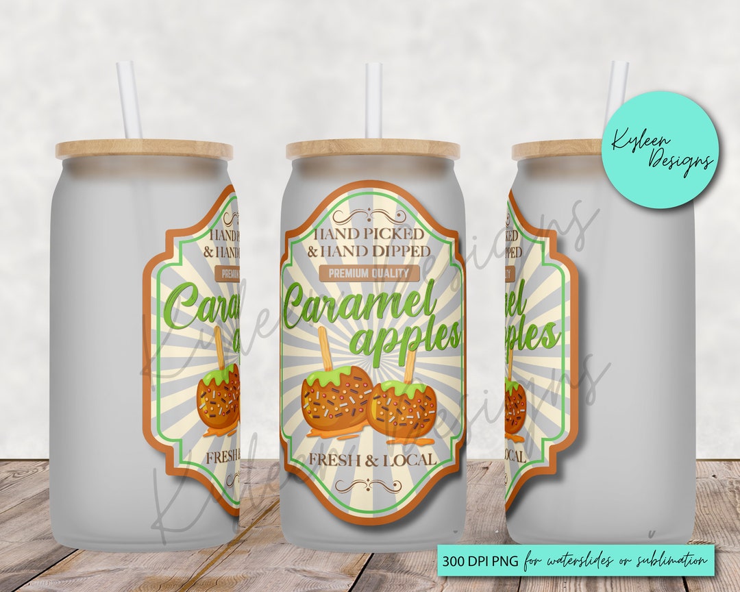 Green Caramel Apple Label High RES PNG for Coffee/beer Glass - Etsy