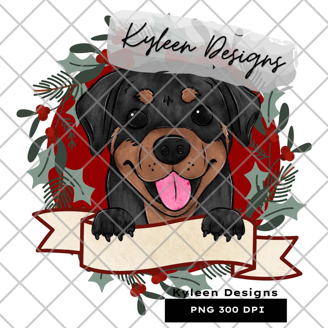 Rottweiler Dog Christmas Dog for Sublimation, Waterslide, DTF, DTG ...