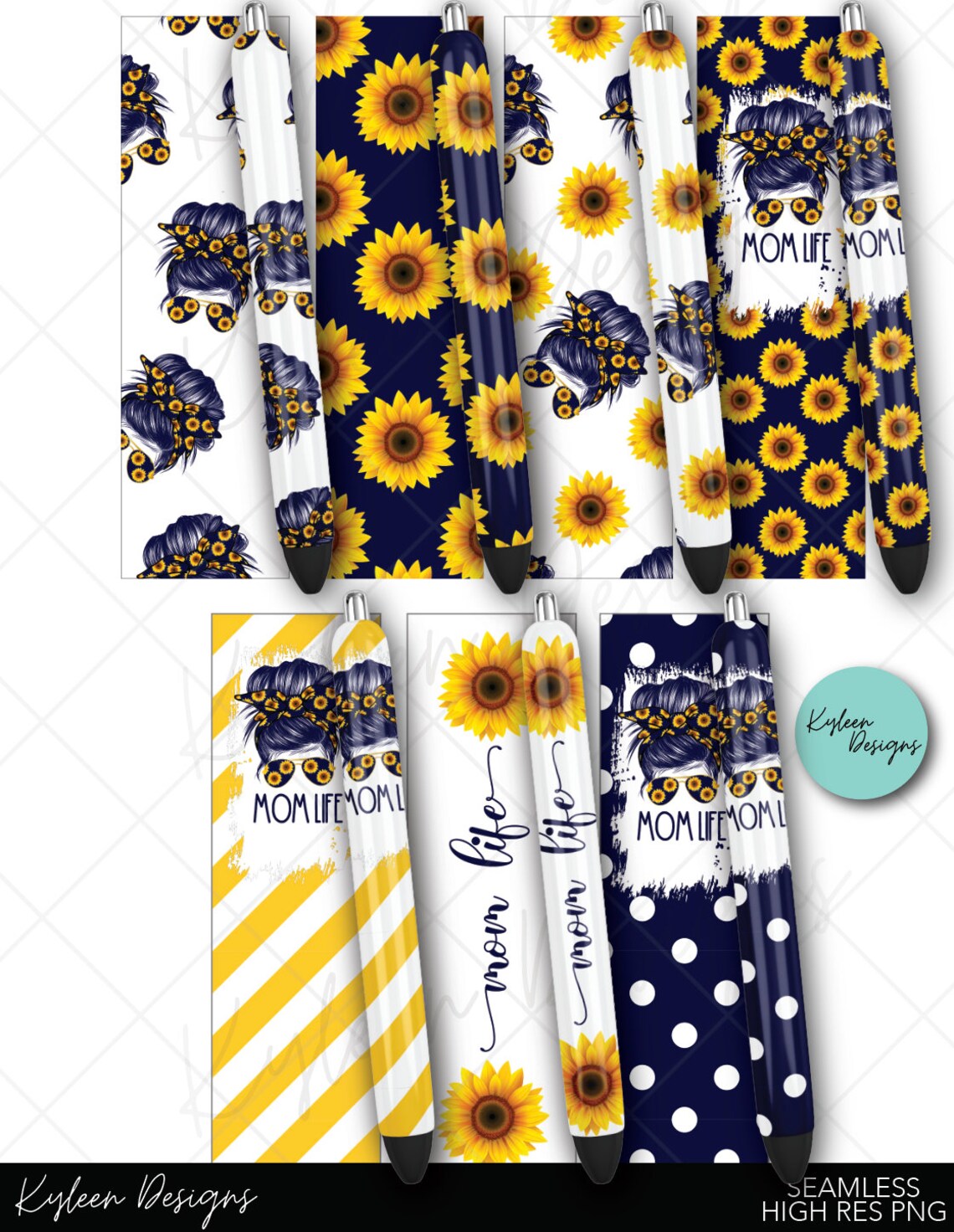 SEAMLESS Sunflower Mom Life Pen Wraps for Waterslide High RES - Etsy