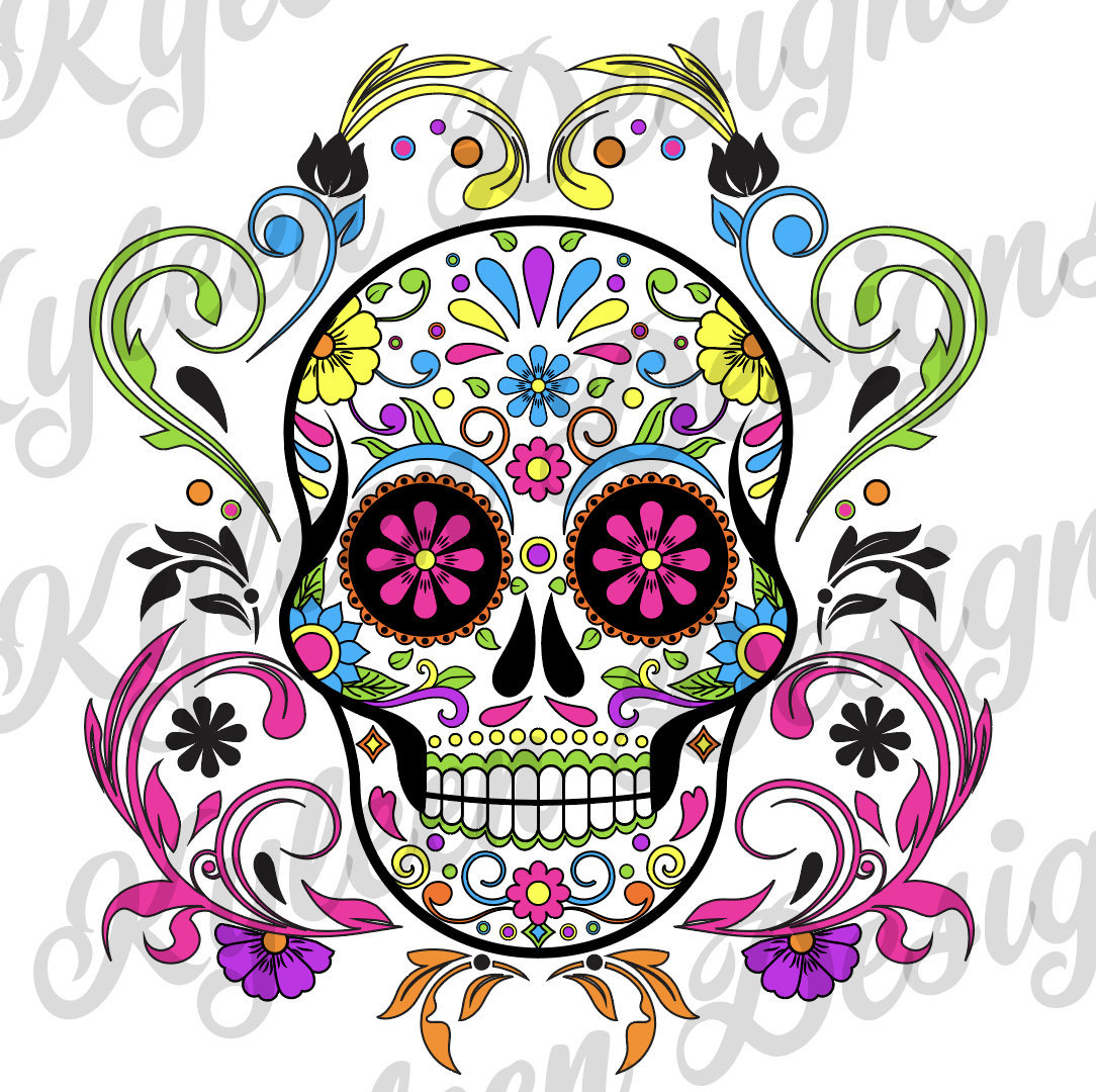Bright Scroll Sugar Skull SVG DIGITAL FILE for Cricut - Etsy